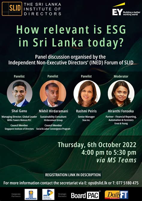 The Sri Lanka Institute Of Directors On Linkedin Slid Srilanka Ey Esg