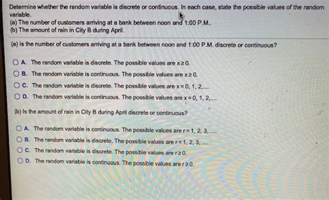 Solved Determine Whether The Random Variable Is Discrete Or Chegg Com