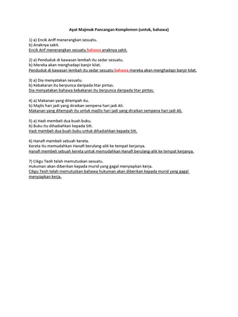 Ayat Majmuk Pancangan Komplemen Pdf