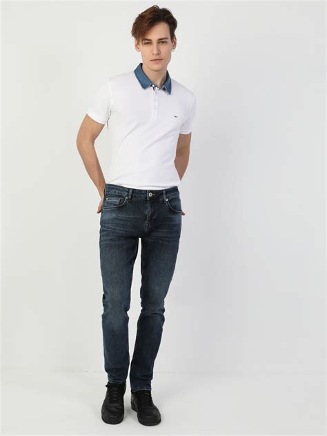 Colins - 044 Karl Düşük Bel Düz Paça Straight Fit Koyu Mavi Erkek Jean ...