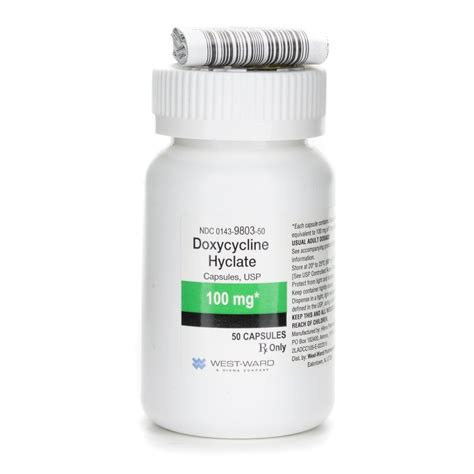 Doxycycline Hyclate 100mg 50 Capsulesbottle Mcguff