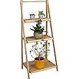 Relaxdays Blumentreppe Innen 3 Stufen Bambus Klappbar Leiterregal