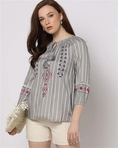 Buy Embroidered Tie Up Neck Top Online At Best Prices In India JioMart