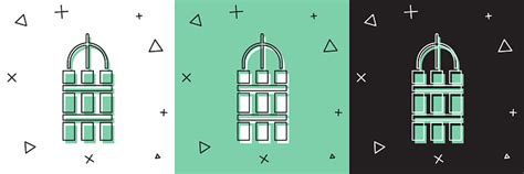 흰색과 녹색 검은 색 배경에 격리 다이너 마이트 폭탄 스틱과 타이머 시계 아이콘을 폭파 설정합니다 시한 폭탄 폭발 위험 개념