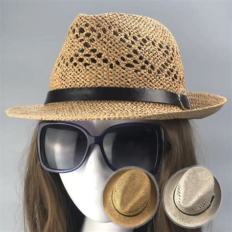 여성용 여름 페도라 모자 밀짚 태양 모자 여름용 솔리드 밀짚 재즈 비치 파나마 모자 Aliexpress
