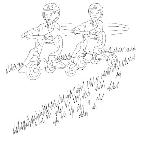 Розмальовка хлопчик на велосипеді