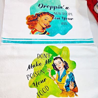 Sassy Retro Tea Towel Housewife Cute Funny Quirky Pinup Girl Microfiber