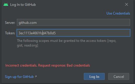 Incorrect Credentials Request Response Bad Credentials Android Studio CopyPaste