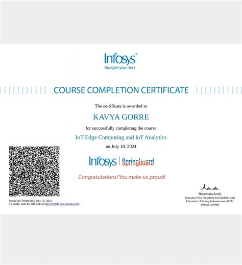 I Am Happy To Share That I Received The Infosys Springboard Certificate