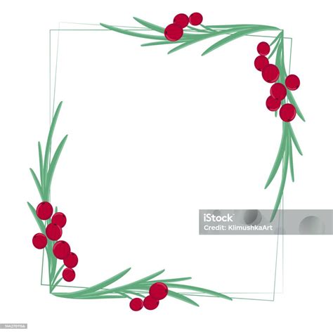 붉은 열매와 나뭇잎 벡터 일러스트 레이 션과 아름 다운 크리스마스 프레임 0명에 대한 스톡 벡터 아트 및 기타 이미지 0명 12월 겨울 Istock