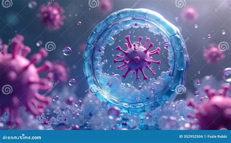 Microscopic Virus Cell In A Protective Membrane Good Resolution Stock