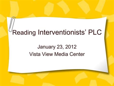 Reading Interventionist Plc January 2012 Ppt