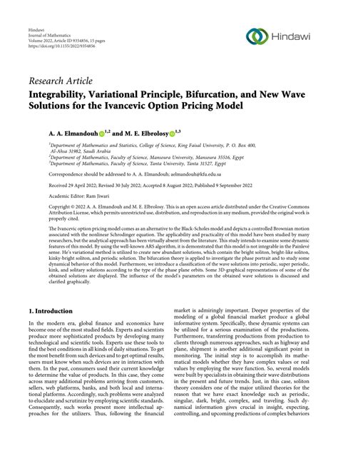 PDF Integrability Variational Principle Bifurcation And New Wave