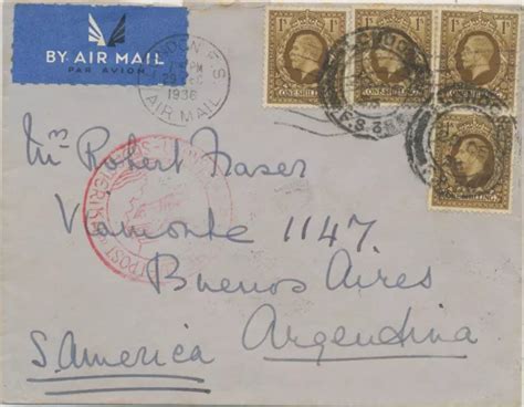 Gb 1936 Catapulta Atlantico Meridionale Posta Aerea Dlh L 205 Londra