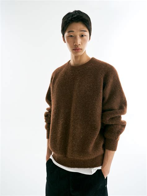 알파카 블렌드 리브드 니트 브라운 THE KNIT COMPANY