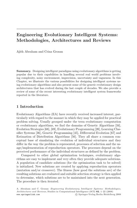 Pdf Engineering Evolutionary Intelligent Systems Methodologies