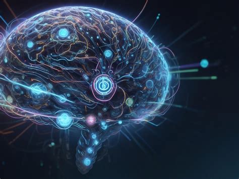 Premium Ai Image Abstract Glowing Circuit Brain Head On Black