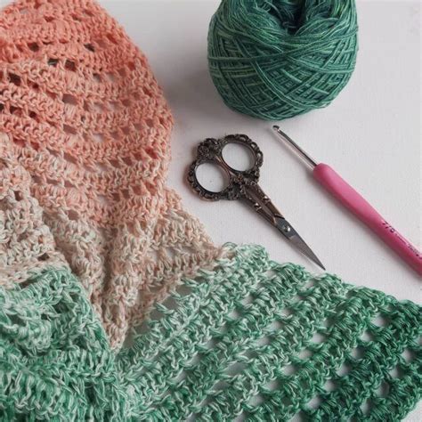 Crochet Triangle Shawl With Shells Free Pattern Fragrant Shawl