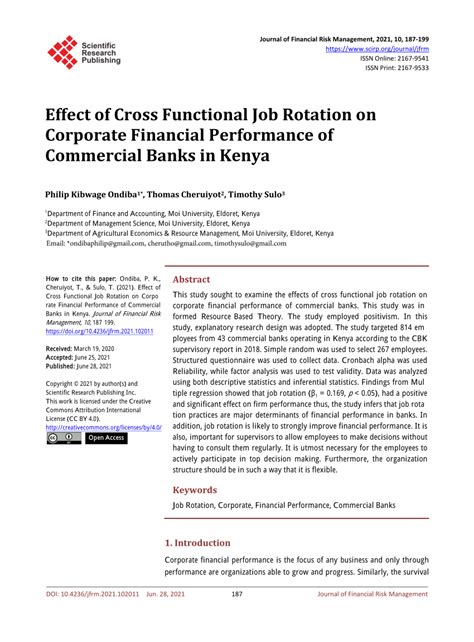 Pdf Effect Of Cross Functional Job Rotation On Corporate Financial