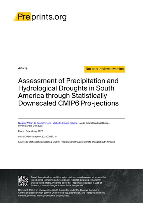 Pdf Assessment Of Precipitation And Hydrological Droughts In South America Through
