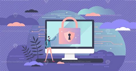 Cyber Security Concept Flat Tiny Person Vector Illustration Technology