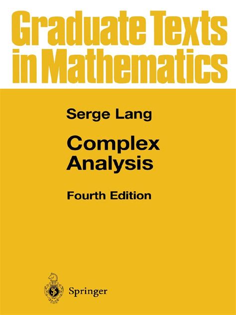Graduate Texts In Mathematics 103 Serge Lang Complex Analysis