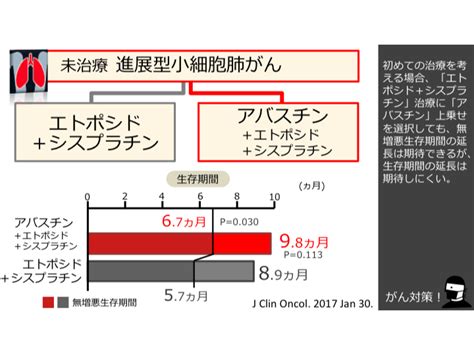 【小細胞肺がん：一次治療】「アバスチン＋エトポシド＋シスプラチン」vs「エトポシド＋シスプラチン」 日本がん対策図鑑