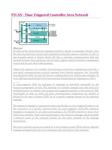 Ttcan Pdf Communications Protocols Computer Network