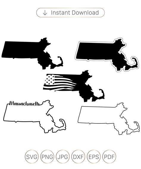 Massachusetts Svg Massachusetts State Svg Massachusetts Silhouette