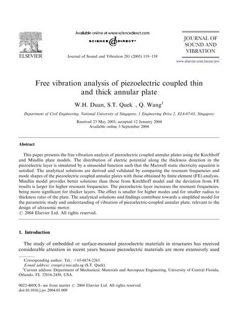 PDF Free Vibration Analysis Of Piezoelectric Coupled Thin And Thick Annular Plate DOKUMEN TIPS