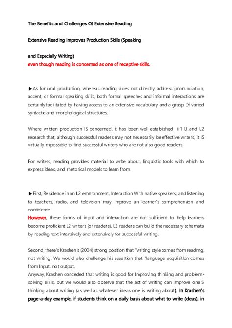 doc the benefits and challenges of extensive reading extensive