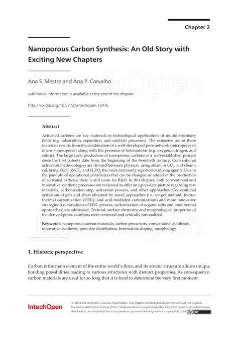 Pdf Nanoporous Carbon Synthesis An Old Story With Exciting New Chapters