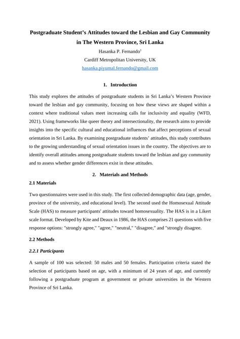 Pdf Postgraduate Students Attitudes Toward The Lesbian And Gay