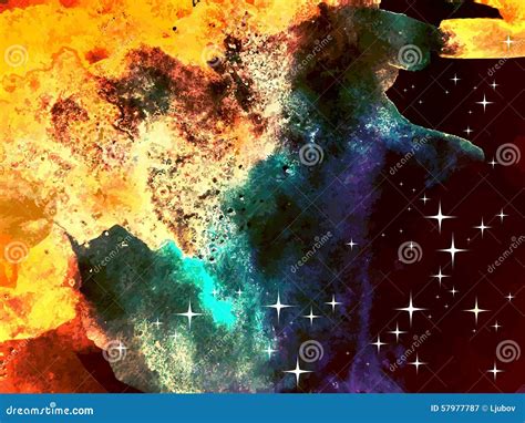 Fundo Colorido Abstrato Cosmos Da Aquarela Estrelas Ilustração do Vetor Ilustração de