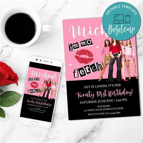 Mean Girls Invitation Customizable Template Instant Download Bobotemp
