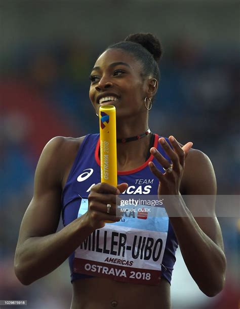 Shaunae Miller Uibo Of Bahamas From Team America Reacts After The