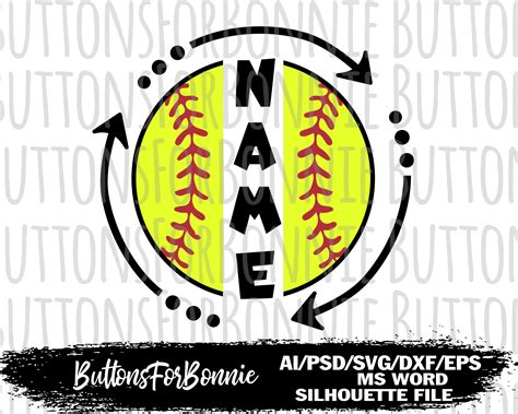 Softball Template Svg Softball Name Svg Softball Mom Svg Softball
