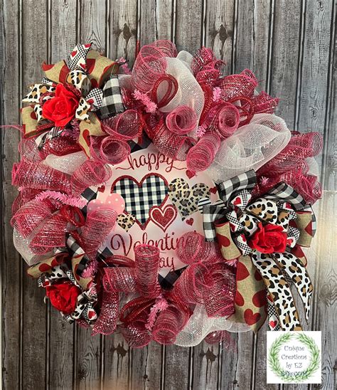 Happy Valentines Day Wreath Valentine Mesh Wreath Valentine Leopard