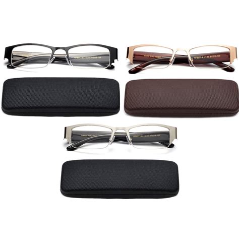 3 Pairs Half Frame Reading Glasses Metal Semi Rimless Men Women Wide