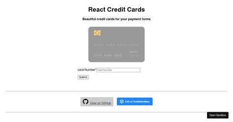 React Credit Cards Examples Codesandbox