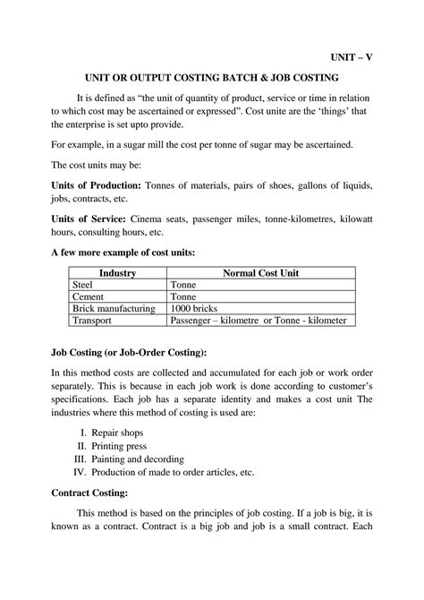 SOLUTION Bcom 2nd Year Cost Accounting Unit 5 Studypool