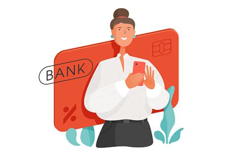 여성은 배경에 빨간색 신용 카드와 온라인 쇼핑스마트 폰을 사용합니다 등장인물에 대한 스톡 벡터 아트 및 기타 이미지 등장인물 벡터 지갑 개인 장식품 Istock