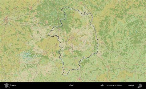 Cher Outlined France Openstreetmap Humanitarian Stock Illustration
