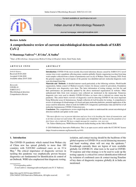 Pdf A Comprehensive Review Of Current Microbiological Detection
