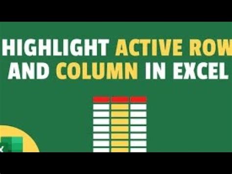 How To Highlight Active Row And Column In Excel Youtube