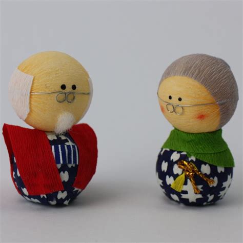 Oma And Opa Japanisches Figurenpaar Aus Pappmaché 795