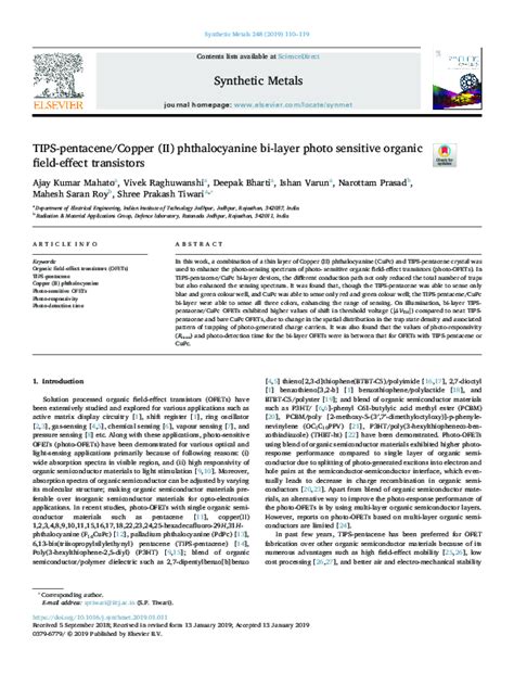 Pdf Tips Pentacene Copper Ii Phthalocyanine Bi Layer Photo