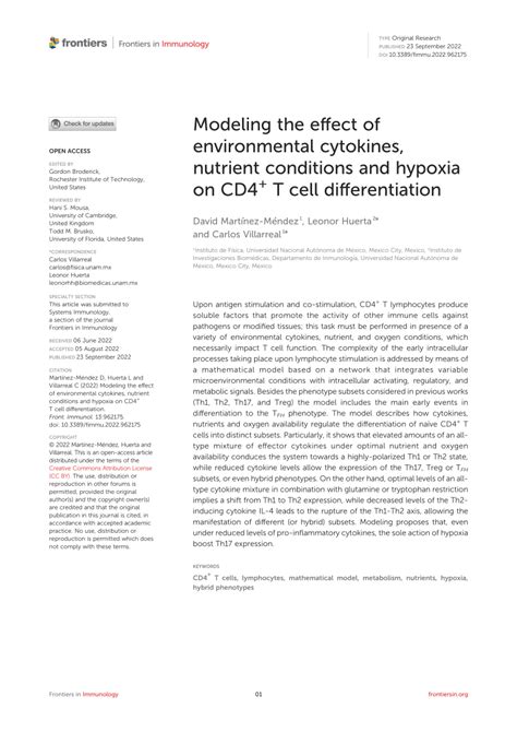 Pdf Modeling The Effect Of Environmental Cytokines Nutrient