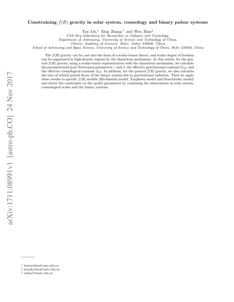 Pdf Constraining Fr Gravity In Solar System Cosmology And Binary