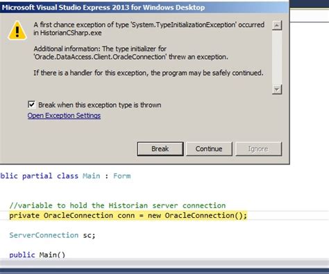 C i Oracle Wyjątek przy połączeniu z bazą danych Oracle Oracle